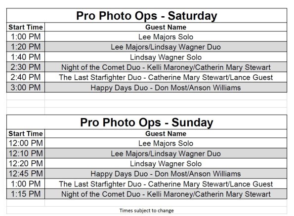 Photo Ops Schedule 2024